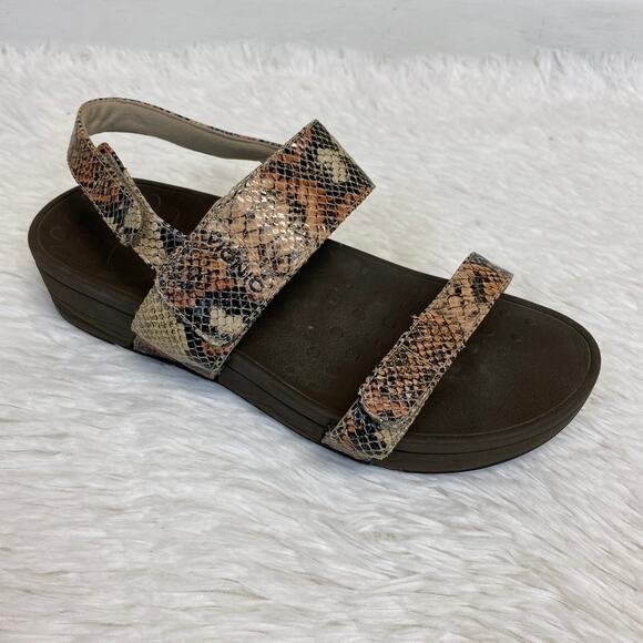 Vionic | Shoes | Vionic Bolinas Snakeskin Slingback Wedge Sandals Size ...